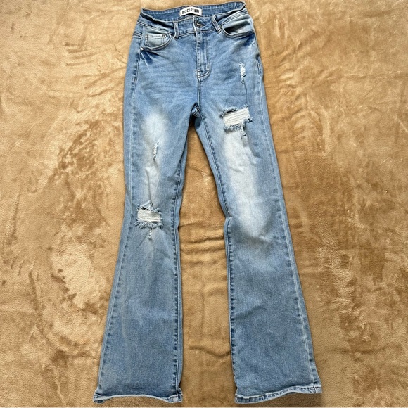 Disclosure | Jeans | Stylish Light Blue Flare Jeans With Distressed ...